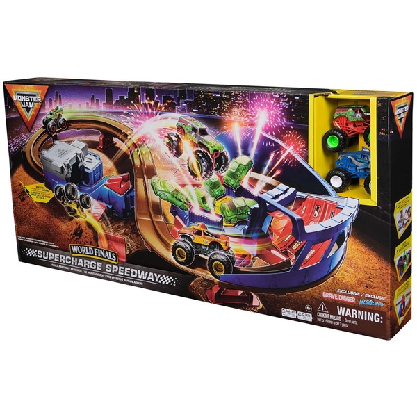 Buy Monster Jam Supercharge Speedway Playset with Megalodon & El Toro ...
