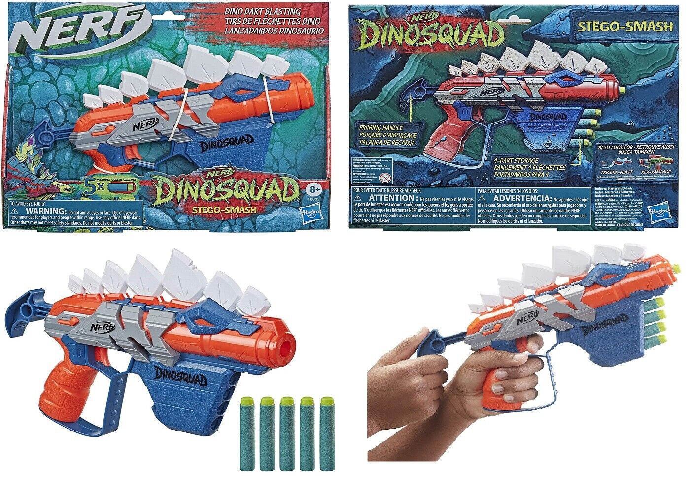 Buy NERF Dinosquad Stegosmash Dart Blaster Ages 8+ Toy Gun Fire ...