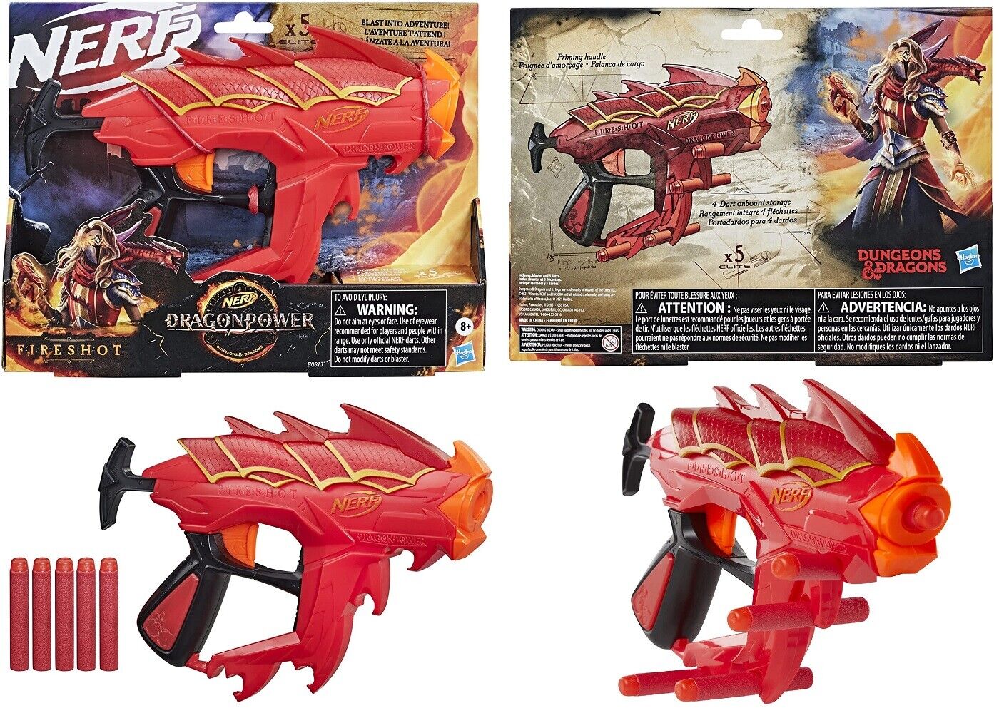 Buy Nerf Dragon Power Fireshot Dart Blaster Ages 8+ Toy Gun Fire Shot ...