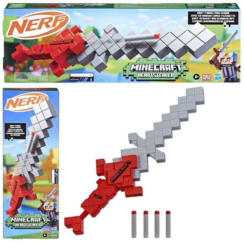 Buy NERF Minecraft Heartstealer Toy Sword Includes 4 Elite Foam Darts ...