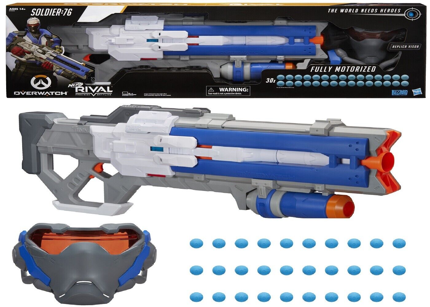 Buy NERF Overwatch Soldier 76 Mask Rival Blaster Fully Motorized 14 ...