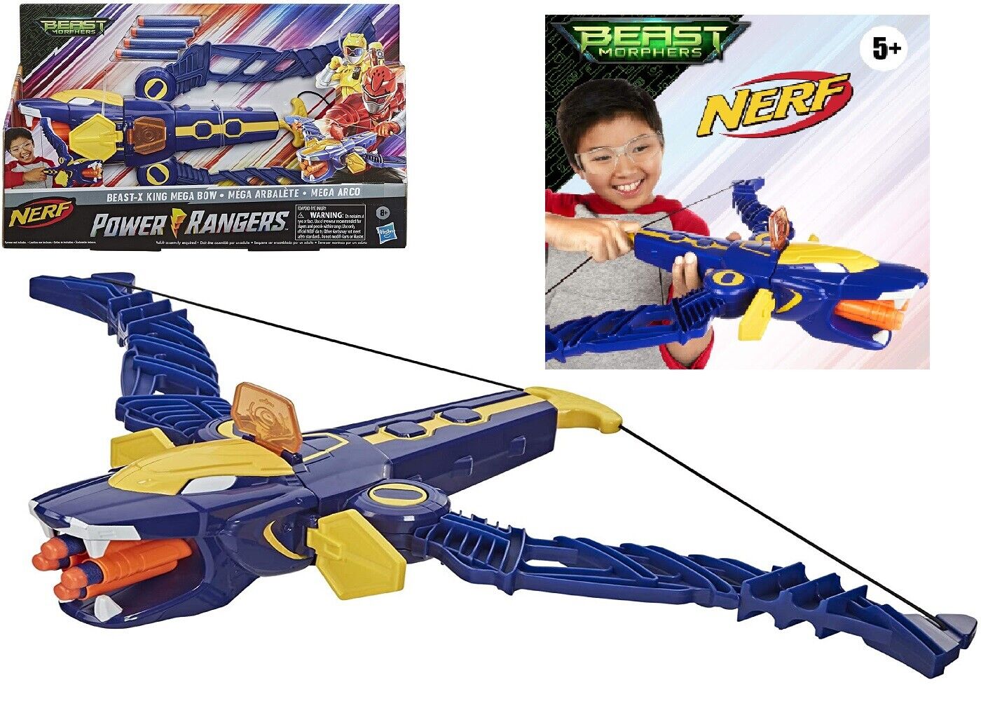 Buy Nerf Power Rangers Beast Morphers Beast-X King Mega Bow Ages 8+ Toy ...