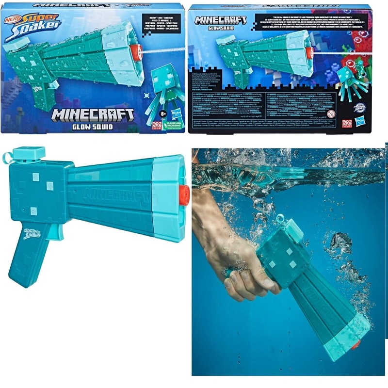 Buy Nerf Super Soaker Minecraft Glow Squid Water Blaster Minecraft ...