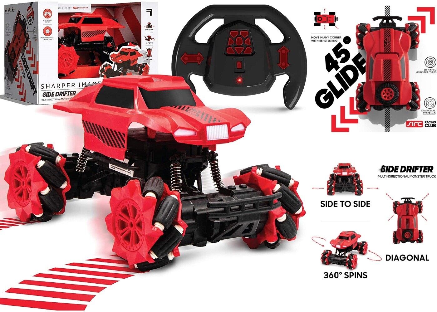 Buy Sharper Image Side Drifter RC Monster Truck Ages 6+ Toy Car Race ...