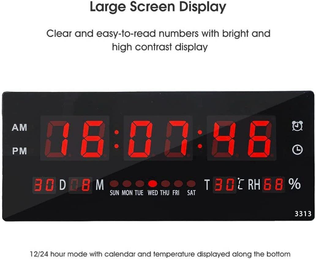 Buy EZONEDEAL Digital LED Alarm Calendar Clock Large Jumbo Display ...