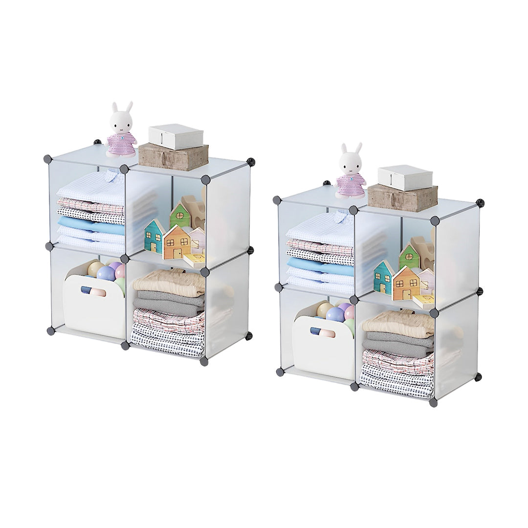 Buy SOGA 2X 4-Cube Transparent Shelf Box Portable Cubby DIY Storage ...