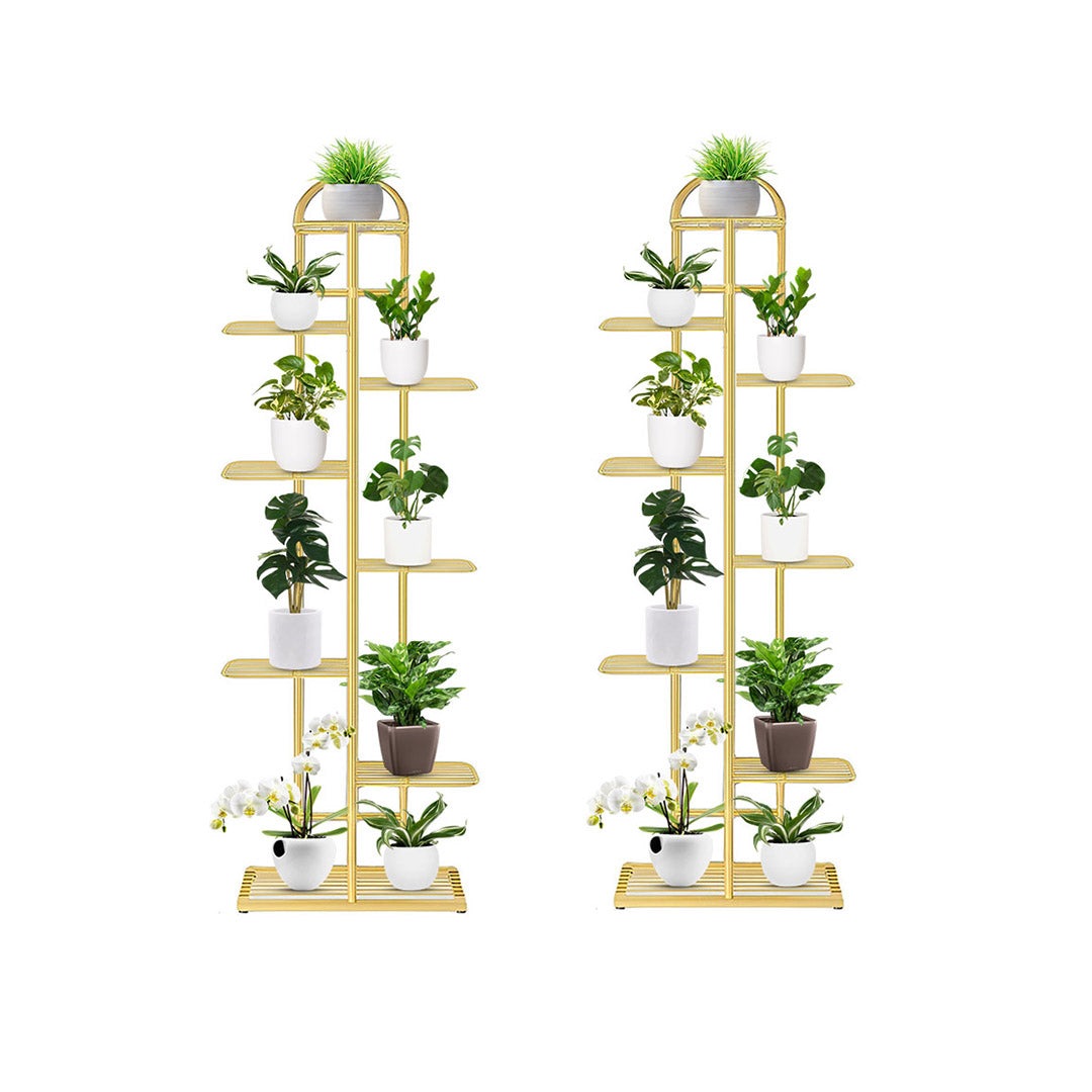 Buy SOGA 2X 8 Tier 9 Pots Gold Metal Plant Stand Flowerpot Display ...