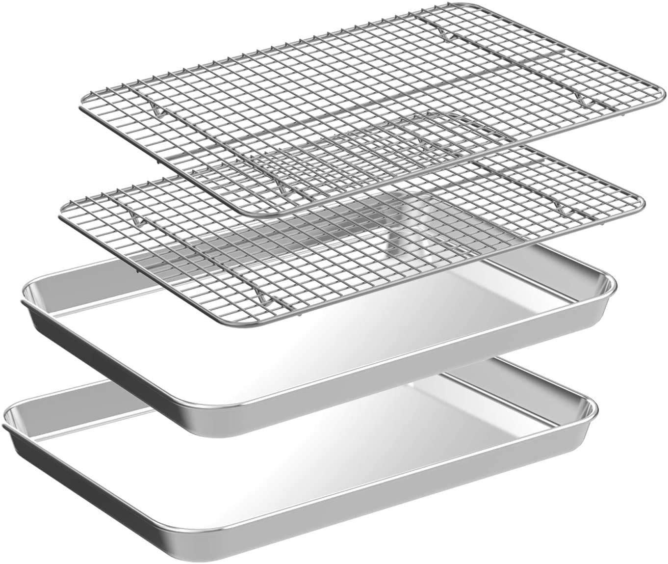Buy 4 Pcs Small Baking Sheet With Wire Rack Set [2 Baking Pans + 2 ...