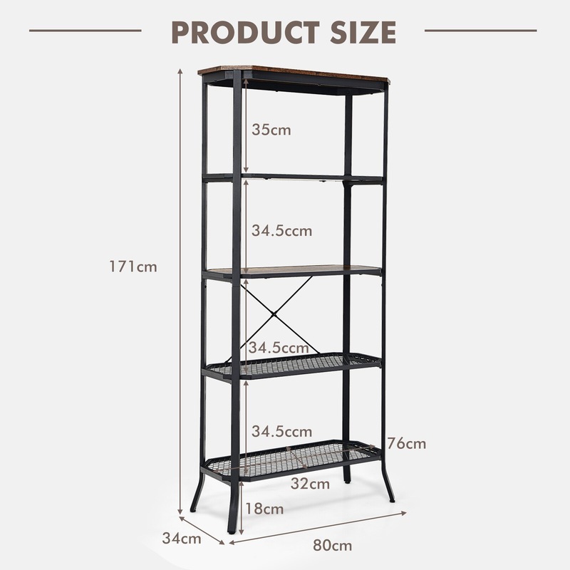 Buy 5-tier Storage Rack Organizer Display Bookshelf Shelving Unit ...