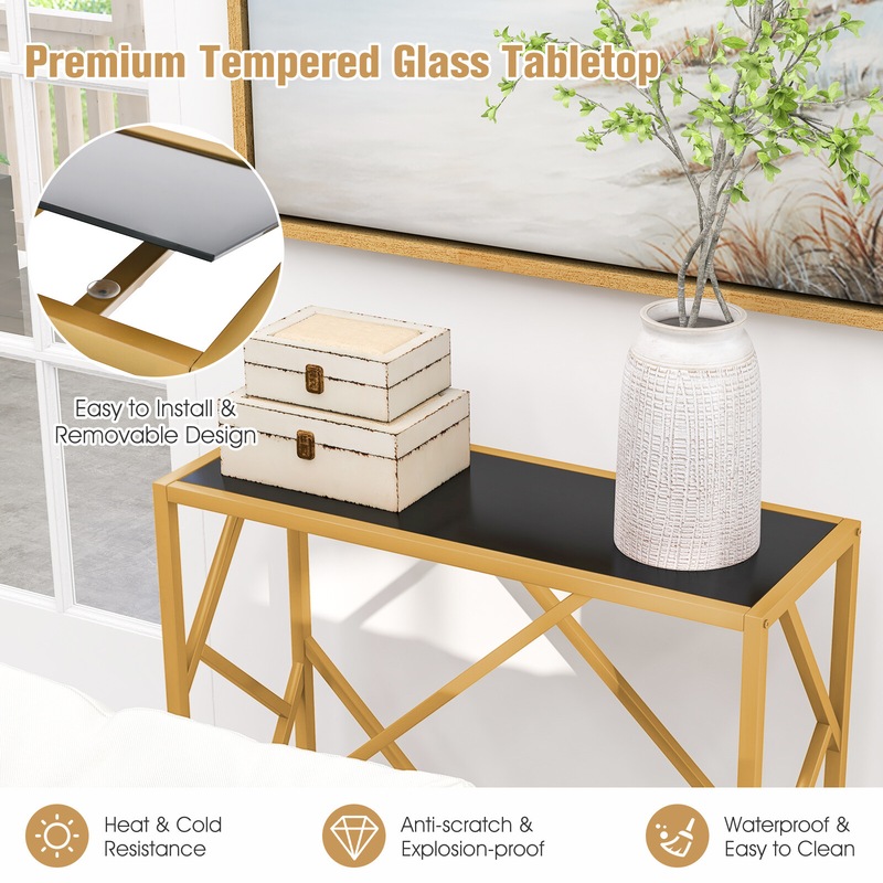 Buy 80cm Gold Console Table Modern Narrow Accent Display Entryway Table ...