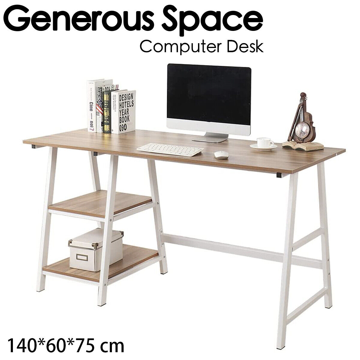 Buy Computer Desk Study Table with Storage Shelves Laptop Table PC Desk ...