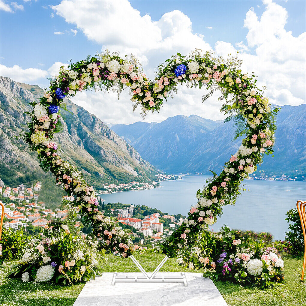 Buy Fin 203Cm Tall Heart Shape Wedding Arch Backdrop Stand Metal Flower ...