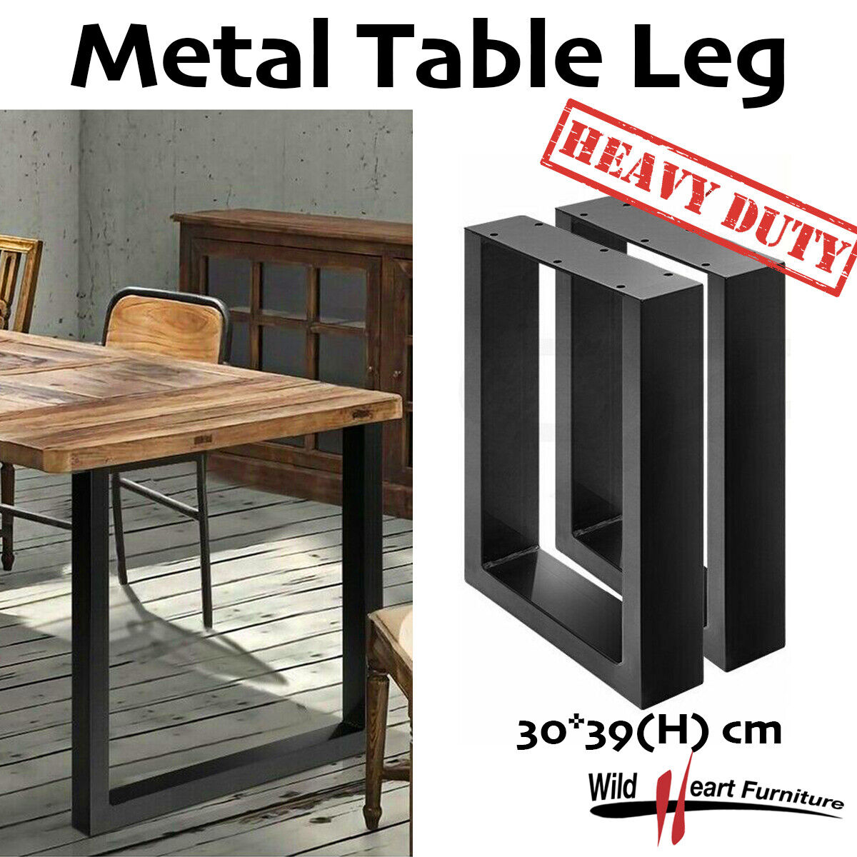 Buy Fin 2X Steel Table Legs Coffee Dining Industrial Vintage Bench ...