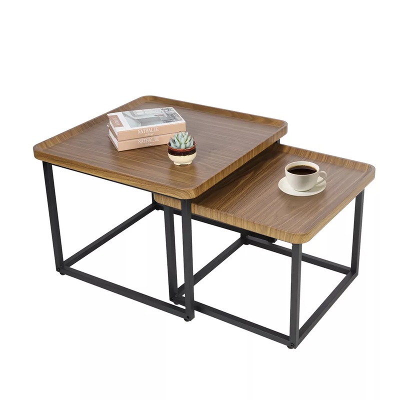 Buy Fin 2X Wooden Nesting Coffee Table Stacking Side Table Anti-Drop ...