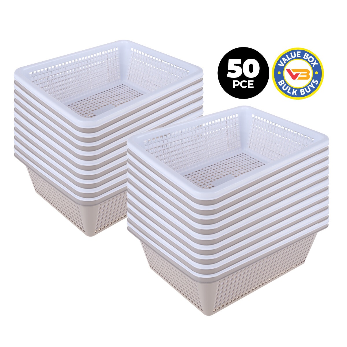 Buy Fin 50Pce Storage Baskets Stackable Multipurpose Space Saving Bulk ...