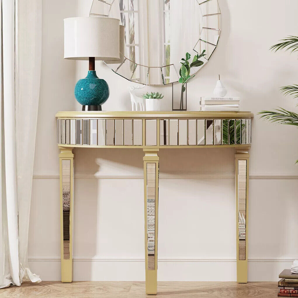 Buy Fin Noble＆Luxurious Mirrored Demilune Console Table Accent Display Sofa Side Table - MyDeal ...