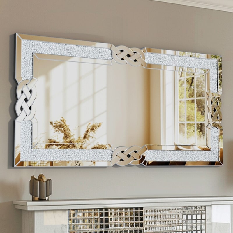 Buy Fin Xxl Luxury Crystal Wall Mirror Faux Diamonds Inlay Silver ...