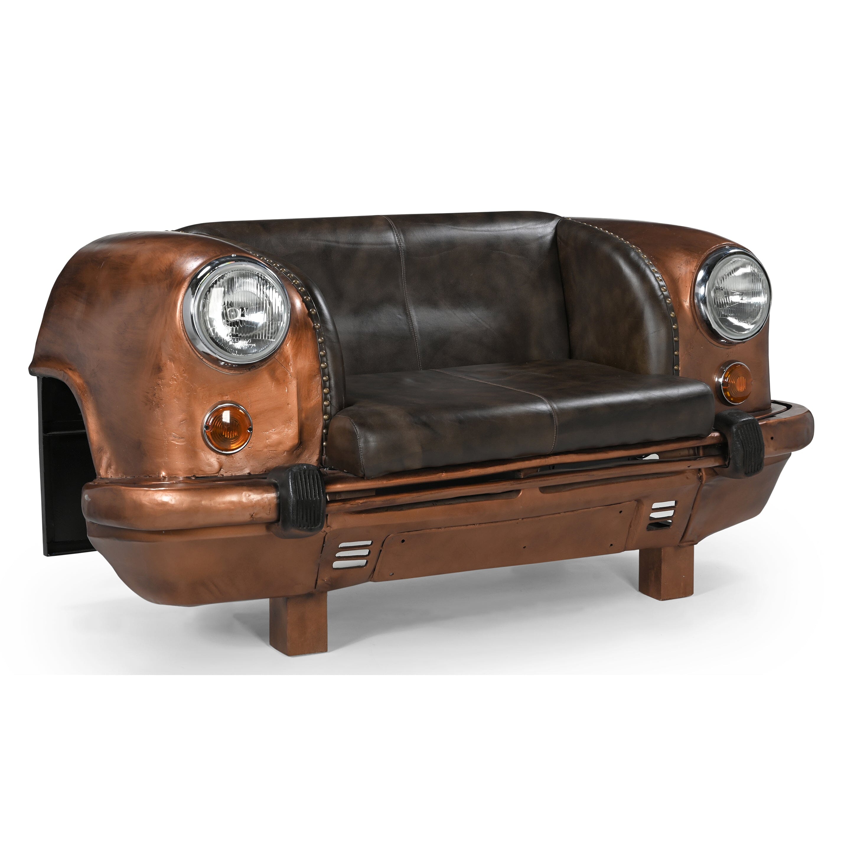 Buy Industrial Ambassador Car Sofa with Antique Copper Frame & Brown ...