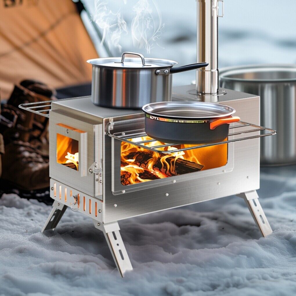 Buy FIN Large Portable Camping Wood Stove Stainless Steel Hot Tent ...