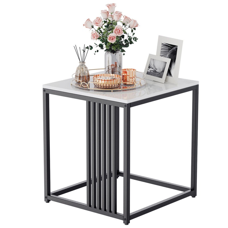 Buy Luxury square side table marble stone-Black frame - MyDeal