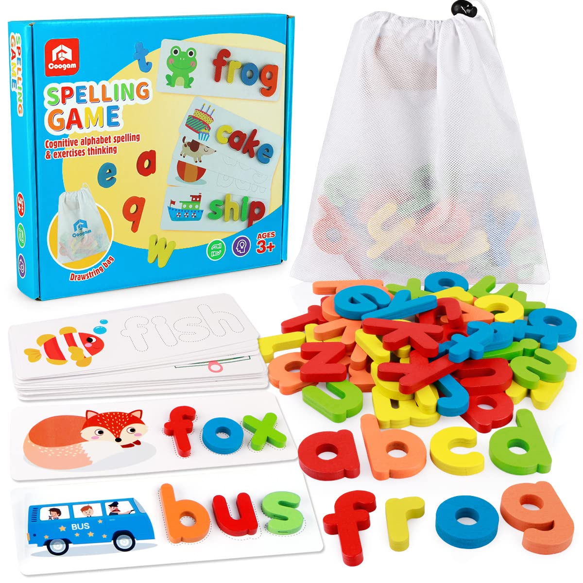 Buy See Spelling Learning Toy Wooden Abc Alphabet Flash Cards Matching ...