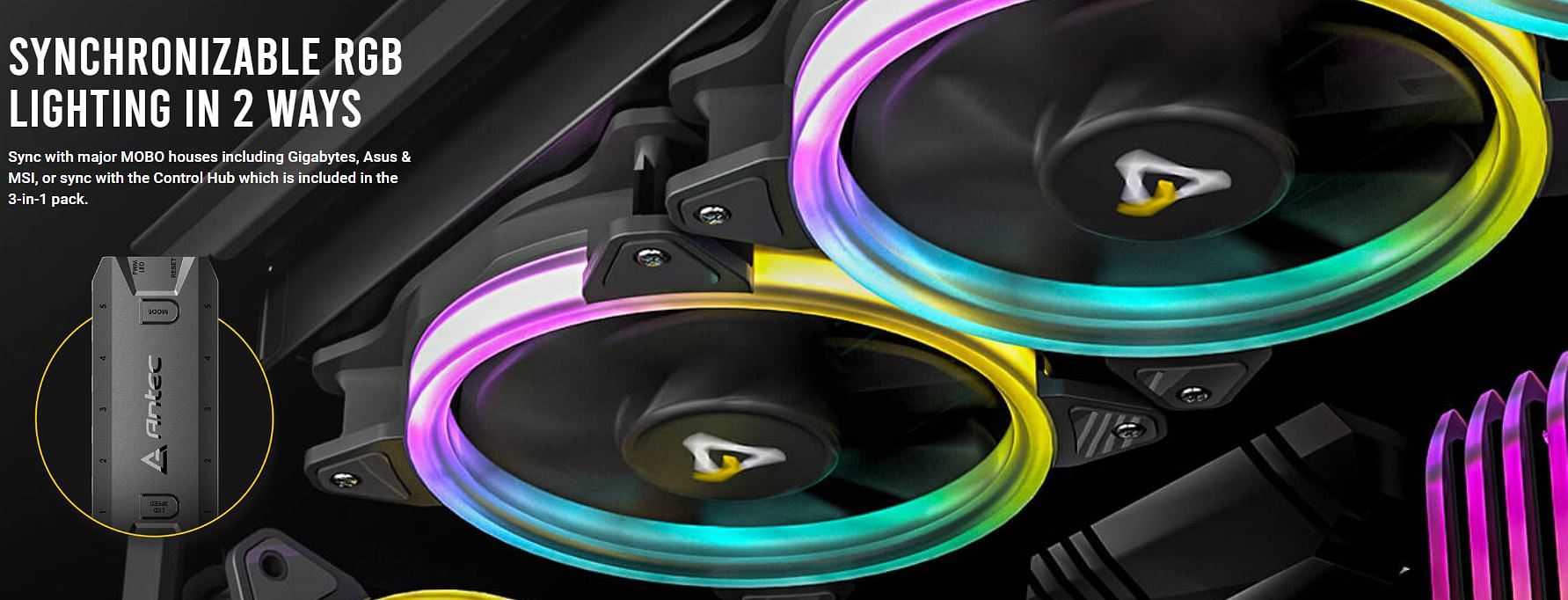 Buy Antec Neon 12 ARGB 3PK Full Spectrum ARGB Fan [Neon 120 ARGB_3PK ...