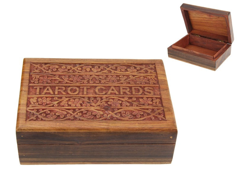 Buy Hand-Carved Wooden Tarot Card Box I Mystical Sheesham Wood Storage ...