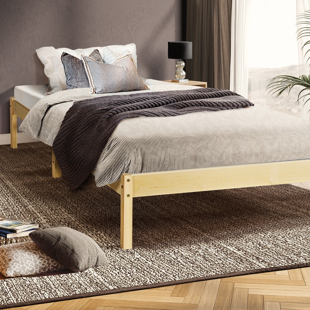 Buy Furb Bed Frame Wooden Solid Pine Wood Bed Base Mattress Timber ...