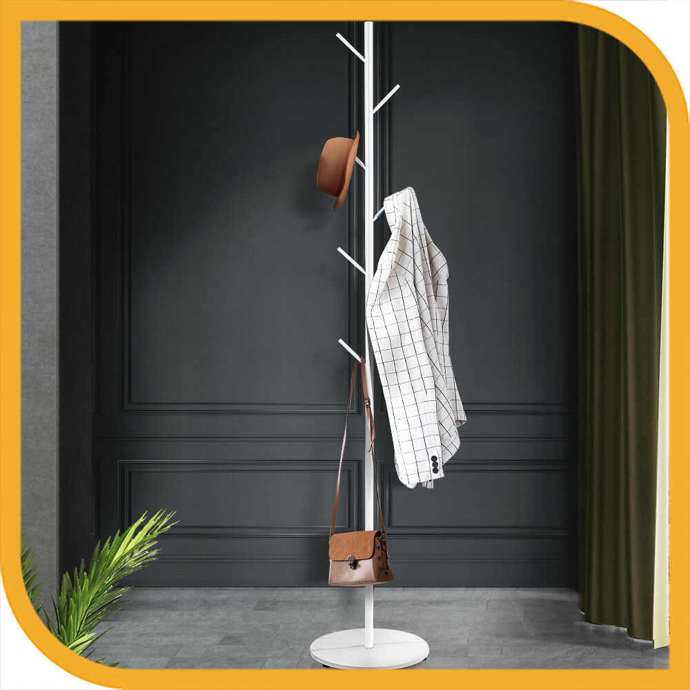 Buy Furb Coat Rack Steel Clothes Stand Tree Hat Jacket Portable Hanger ...