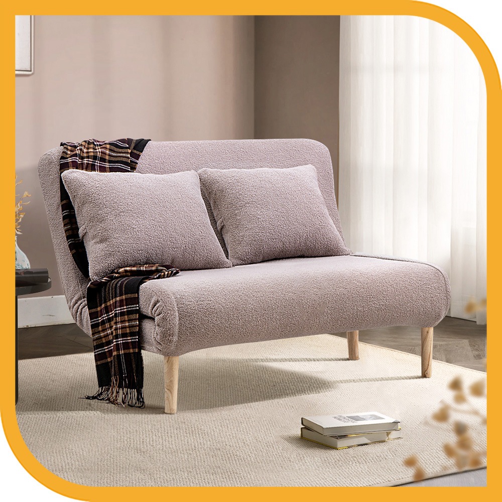 Buy Furb Sofa Bed Lounge Chair Sherpa Fabric Folding Recliner Couch Single Double MyDeal