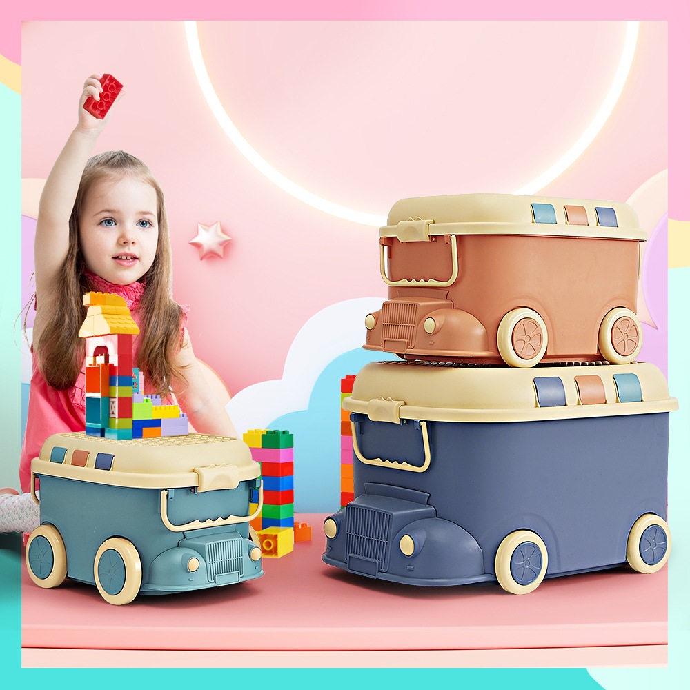 Buy Juna 3PCS Toy Storage Box w Casters Cute Car Toy Container Kids ...