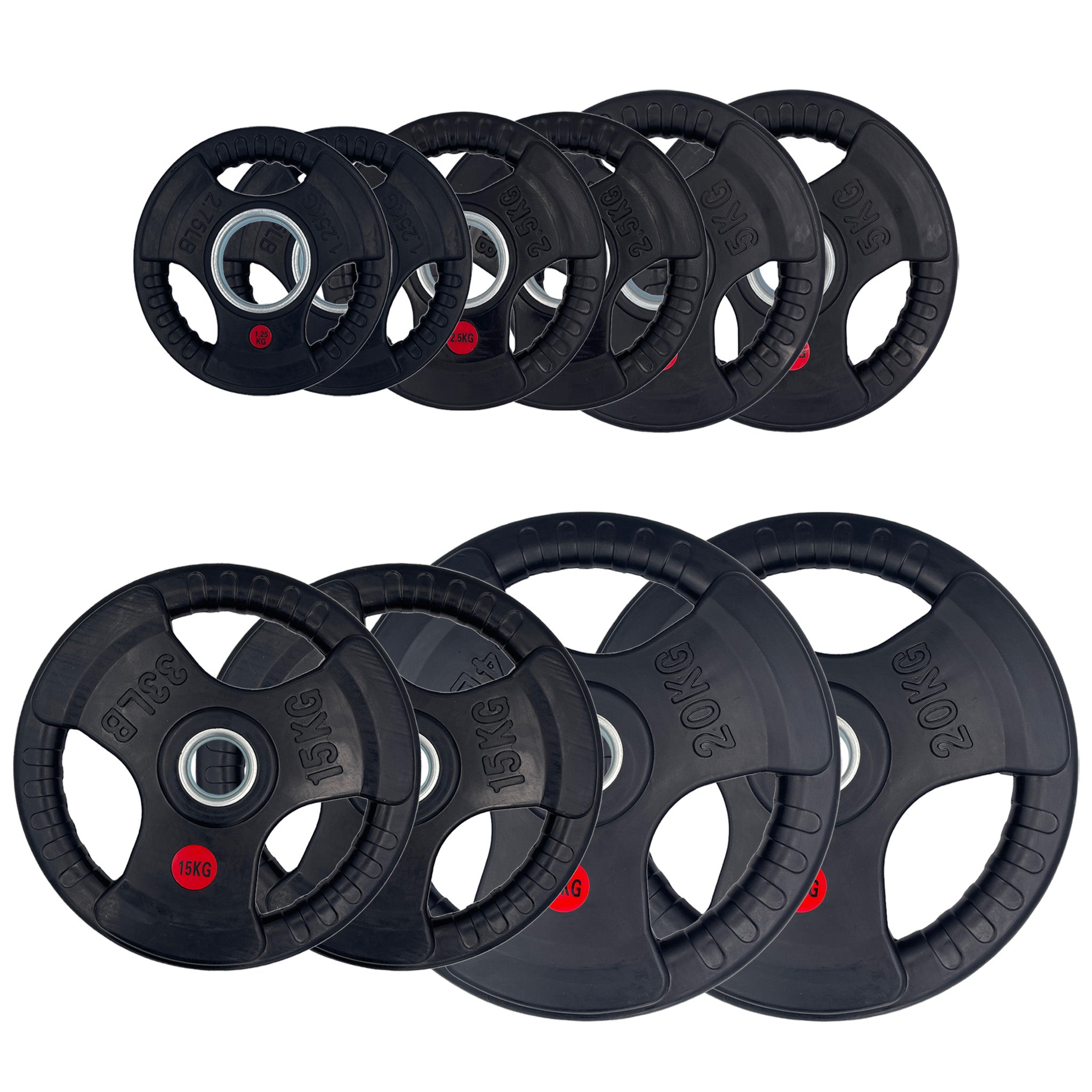 Buy 87.5kg Rubber Tri-Grip Weight Plates Type-O Bundle - MyDeal Australia
