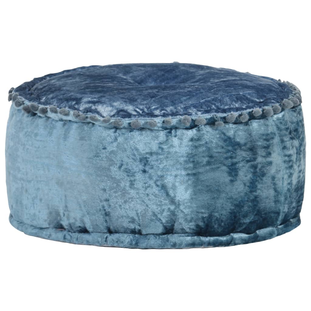 Buy Round Pouffe Velvet 40x20 cm Blue - MyDeal Australia