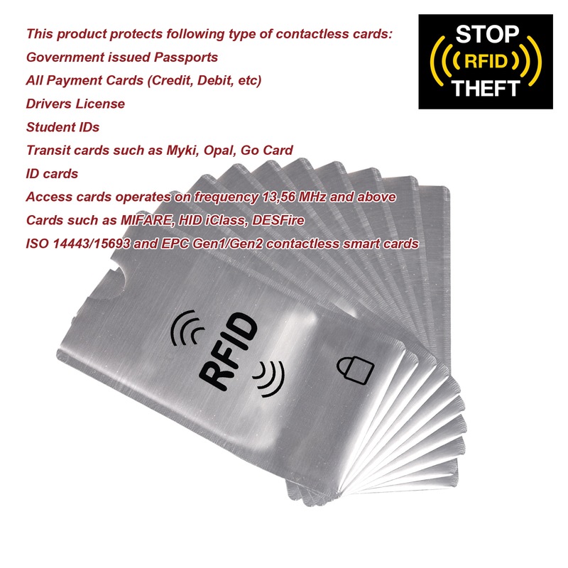 Buy 10X RFID Blocking Sleeves Secure Credit Debit Card ID Protector ...