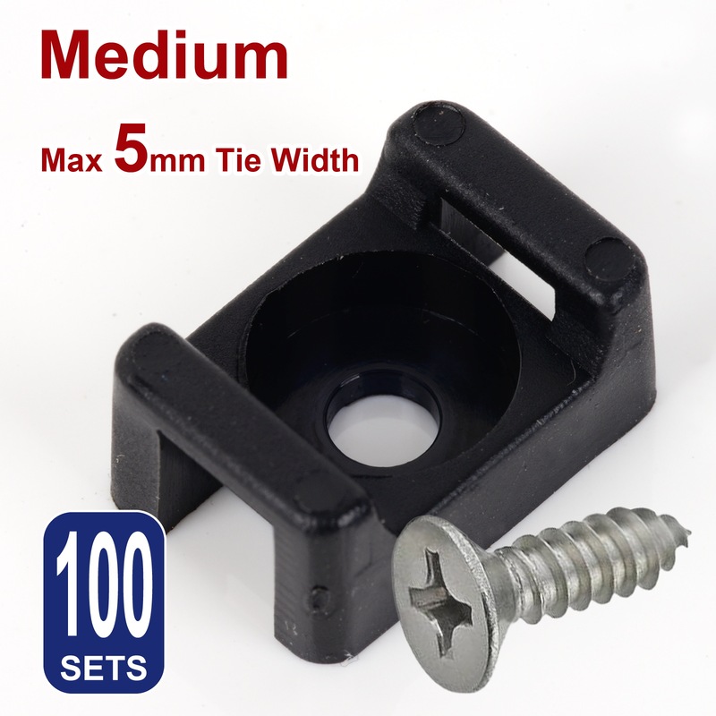 Buy Cable Ties Mount, Zip Tie Cable Mounts, 100 sets,Black Medium with ...