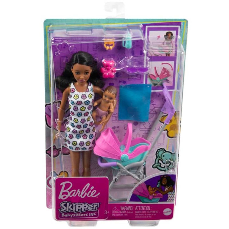 Buy Barbie Skipper Babysitters INC - Pink And Blue Stroller - MyDeal