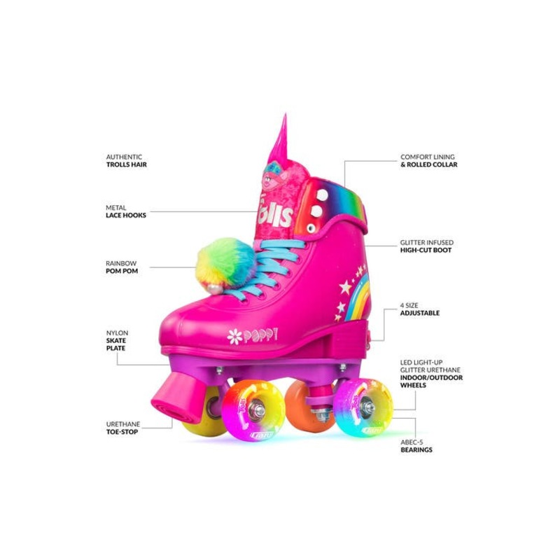 Buy Trolls World Tour Poppy Size Adjustable Roller Skates(M3-6) - MyDeal