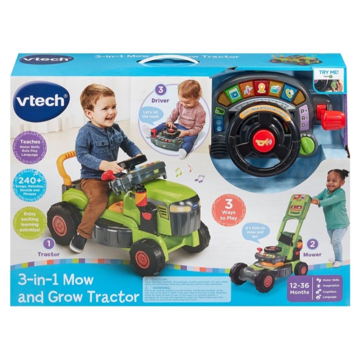 Buy VTech 3-in-1 Mow and Grow Green Tractor - MyDeal Australia