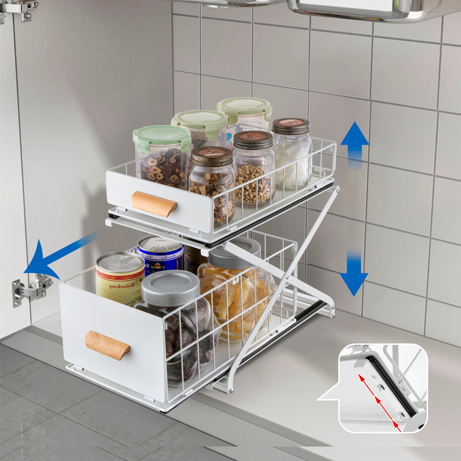 Buy 2-Tier Kitchen Bathroom Organizer Countertop Storage Basket Under ...