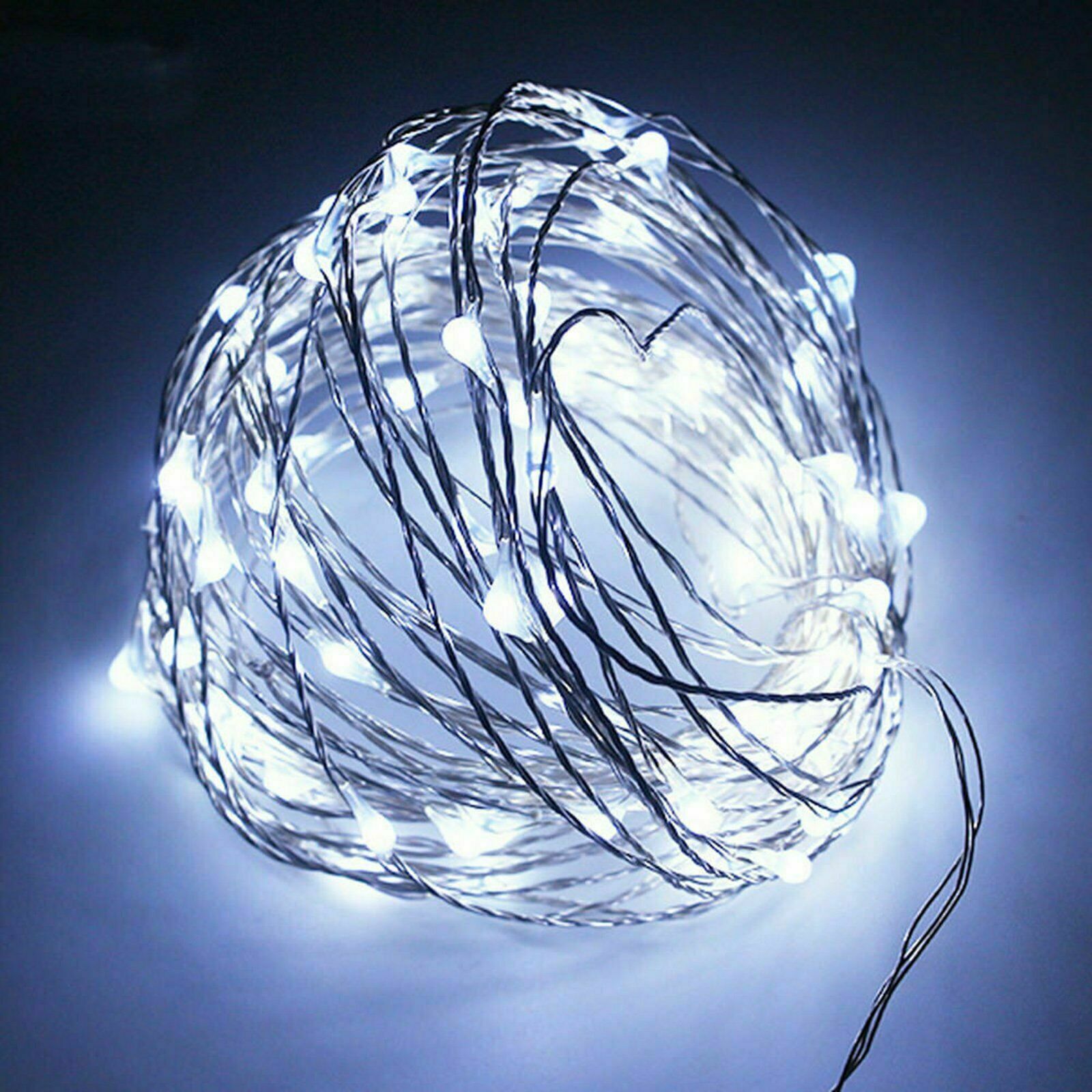 Buy Bright White 4M Battery Operated Lights 40 LED Micro Silver Wire ...