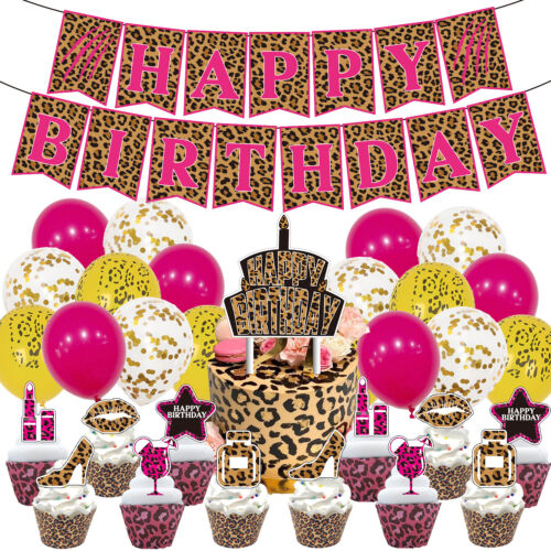 Buy Jungle Animal Leopard Print Party Set Party Supplies Happy Birthday ...
