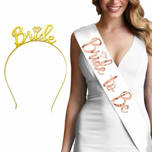 Buy White Sash+Gold Tiara One Set Bride To Be Sash & Tiara Crown Bridal ...