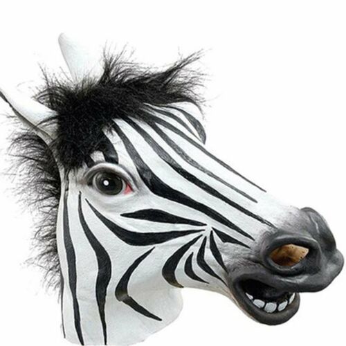 Buy Zebra 5 Type Latex Mask Horse Head Animal HeadCreepy Halloween ...