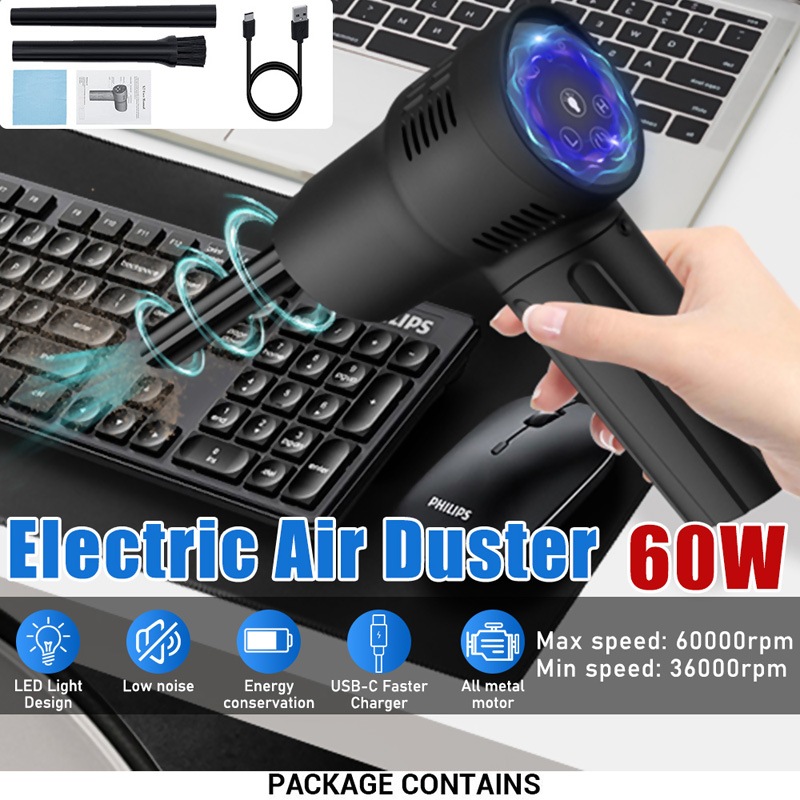 Buy OZNALA 60000 RPM Handheld Cordless Electric Air Duster Blower 3 ...