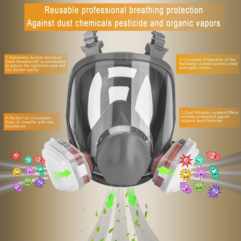 Buy OZNALA 7 in 1 Gas Mask Reusable Full Face Chemical Spray Painting ...