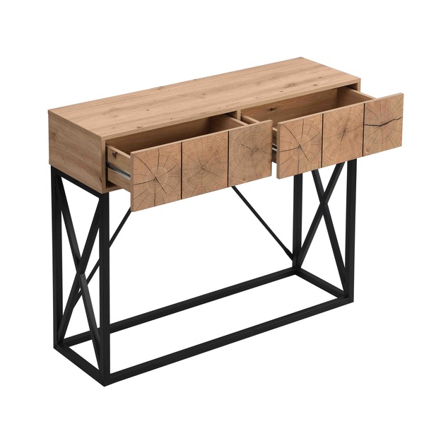 Buy HOMFURN 110cm Luxury Wood Sofa Table, Industrial Console Table for ...