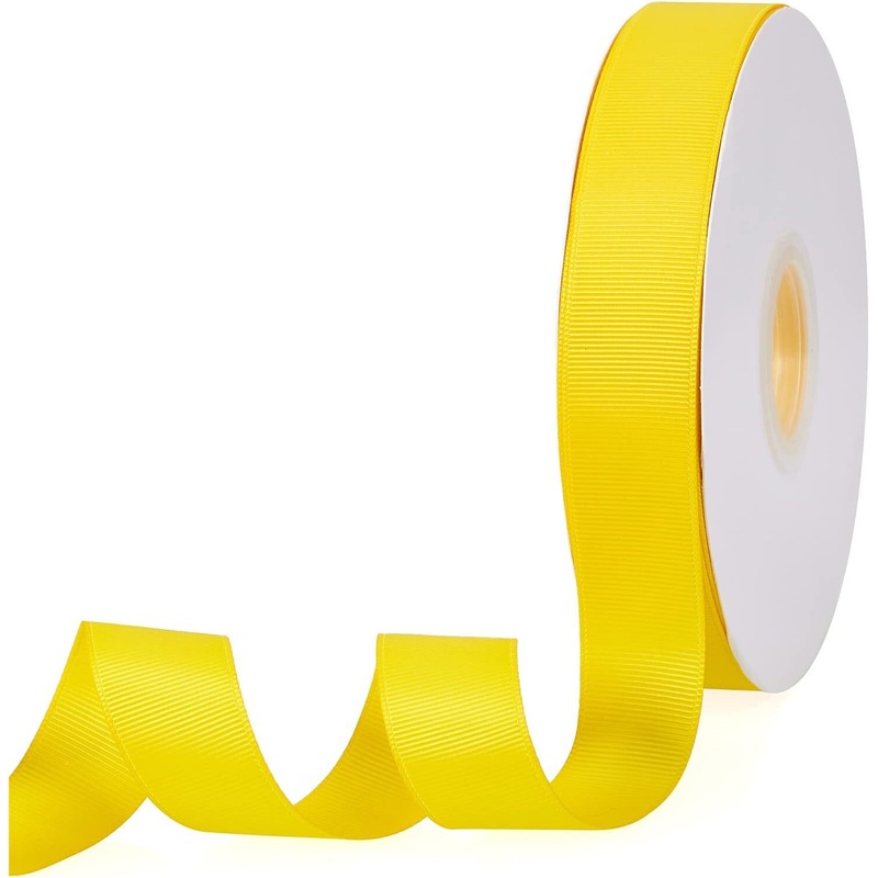 Buy 12 x 3 METRES YELLOW RIBBED RIBBON ROLLS 25mm Decorative Gift ...