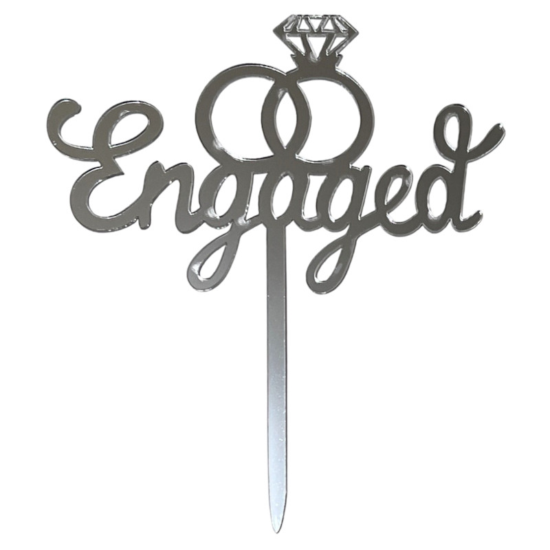 Buy Engagement Cake Topper Engaged Party Decorations Silver - MyDeal ...