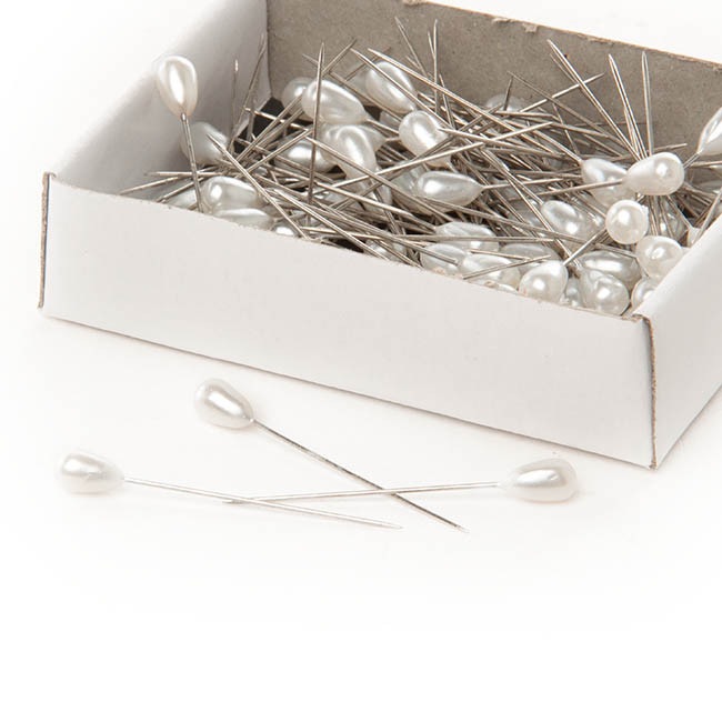 Buy Florist Pins x144 Teardrop Pearl Wedding Bouquet Flowers Buttonhole ...