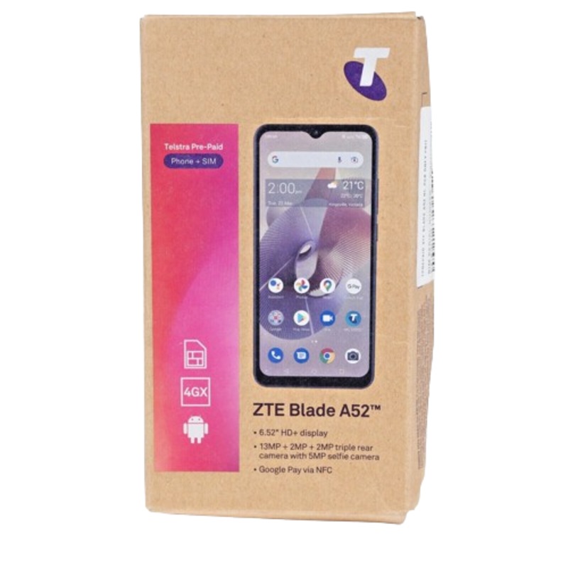 Buy NEW Telstra ZTE Blade A52 4G 4GX VOLTE 6.52" 3GB RAM 64GB Triple ...